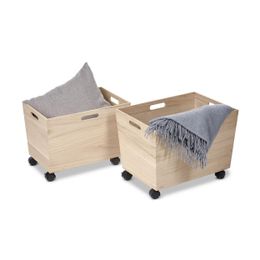 Tchibo - 2 Aufbewahrungskisten - 51x35x37cm - schwarz - Holz / Kunststoff