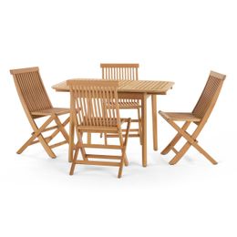 Tchibo - Dining Set &raquo;Lenja&laquo; 5-teilig mit Ausziehtisch - 80x80x75cm - braun - Eukalyptus-Massivholz / Stahl / Polypropylen