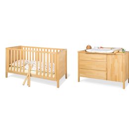 Pinolino-Babyzimmer &raquo;Enno&laquo; aus Massivholz - 149x77x85cm - braun - Buchenholz / Stahl / Holz