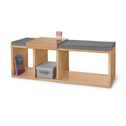 Tchibo - Sitzbank mit Polster - 130x42x46cm - hellgrau - Holz / Polyester
