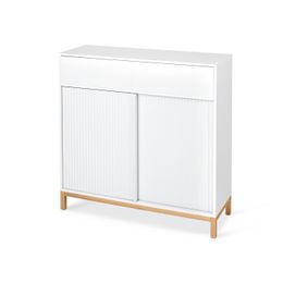 Tchibo - B&uuml;roschrank mit Schiebet&uuml;ren - 110,5x40x112,5cm - braun - Holz / Aluminium / Eschen-Massivholz