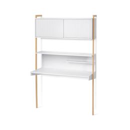 Tchibo - Schreibtisch-Regal - 114x52x180cm - braun - Holz / Aluminium / Eschen-Massivholz