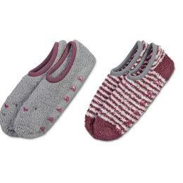Tchibo - 2 Paar Hausschuhsocken - Damen - Gr. 35-38 - braun