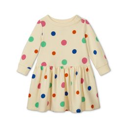 Tchibo - Sweatkleid - Newborn - Gr. 50/56 - wei&szlig;/gepunktet