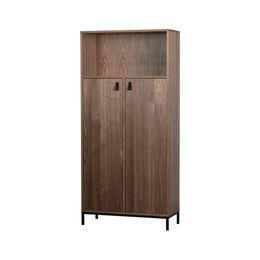 Tchibo - B&uuml;cherschrank &raquo;Bookazine&laquo; - 81x35x173cm - schwarz - Holz / Metall / Leder