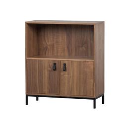 Tchibo - Schrank &raquo;Bookazine Low&laquo; - 81x35x81cm - schwarz - Holz / Metall / Leder