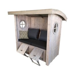 Weka-Sitzlaube mit Runddach &raquo;Merano&laquo; - 171x93x192cm - grau - Fichtenholz / Aluminium / Polyester