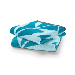 Tchibo - 2 Jacquard-Handt&uuml;cher - t&uuml;rkis