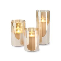 Tchibo - 3 LED-Echtwachskerzen im Glas - wei&szlig;