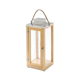 Tchibo - LED-Dekolaterne - 24x24x58cm - silber - Holz / Metall / Glas