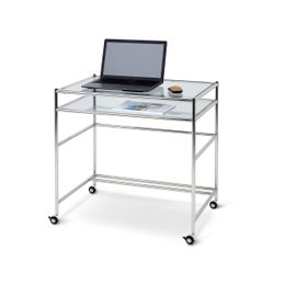 Tchibo - Officetisch Metall &raquo;Cn3&laquo; mit Glas-Arbeitsfl&auml;che - 77,5x52,5x75cm - chrom - Stahl / Kunststoff / Polypropylen