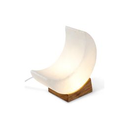 Tchibo - Beleuchteter LED-Mond aus Salzkristall - 12,5x6x13,5cm - wei&szlig; - Akazienholz