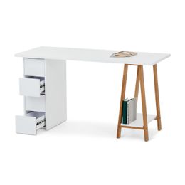 Tchibo - Schreibtisch mit Schubladen - 140x60x75cm - braun - Holz / Eichenholz