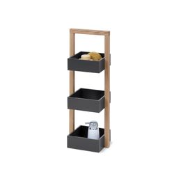 Tchibo - Standregal mit 3 Stauraum-K&auml;sten - 29x23x78cm - anthrazit - Eschen-Massivholz / Holz