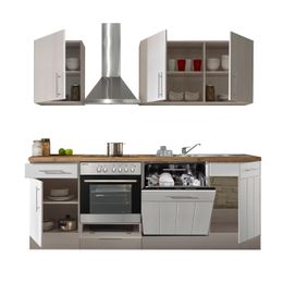 respekta-Premium-K&uuml;chenblock &raquo;Landhaus&laquo; - 220x60x211cm - silber - Metall / Edelstahl