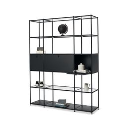 Tchibo - Hohes Glas-Metall-Regal &raquo;Cn3&laquo; - 151x40x195cm - schwarz - Metall / Glas / Glas