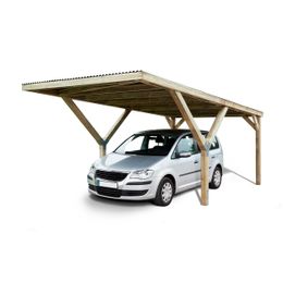 Weka-Y-Einzel-Carport mit Flachdach - 306x606x250cm - grau - Holz / Holz / Kunststoff