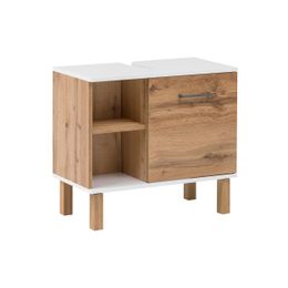 Schildmeyer-Waschbeckenunterschrank &raquo;Wbu 650 Wido&laquo; - 62x35x60cm - silber - Holz / Eichenholz / Metall