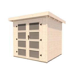 Weka Massivholz-Gartenhaus mit Flachdach - 222x237x206cm - grau - Holz / Fichtenholz / Holz