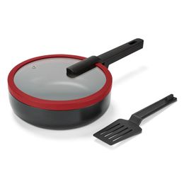Tchibo - Alu-Pfanne mit Deckel - schwarz