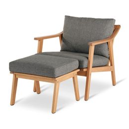 Tchibo - Relaxsessel mit Fu&szlig;teil und Relax-Komfort-Kissen - 72,5x82x69,5cm - grau - Eukalyptusholz / Polypropylen / Polyurethan