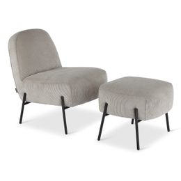 Design-Sessel mit Fu&szlig;hocker &ndash; von Scapa - 67x78x77,5cm - schwarz - Polyester / Polyamid / Metall