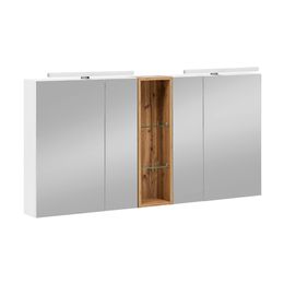 Schildmeyer-Doppelspiegelschrank &raquo;Liv&laquo; - 141,5x16x74cm - braun - Glas / Holz / Stahl