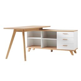 Tchibo - Schreibtisch &raquo;Oslo&laquo; - 144x145x75cm - braun - Holz / Holz