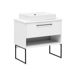 Schildmeyer-Waschtisch &raquo;Dumone&laquo; WT 850 - 85x50x88cm - anthrazit - Holz / Keramik / Stahl