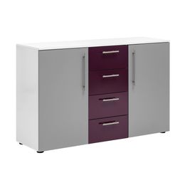 Schildmeyer-Kommode &raquo;Laurin&laquo; - 130,5x41x83,5cm - dunkellila - Holz / Kunststoff / Metall