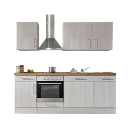 respekta-Premium-K&uuml;chenblock &raquo;Landhaus&laquo; - 220x60x211cm - braun - Holz / Edelstahl / Metall