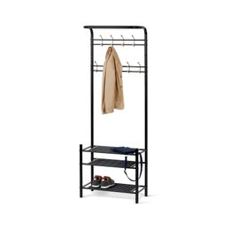 Tchibo - Garderobe mit Schuhfach - 69x35,5x187,5cm - schwarz - Stahl / Rubberwood-Holz