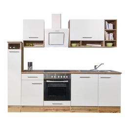 respekta-Economy-K&uuml;chenblock - 250x60x211cm - braun - Holz / Edelstahl / Metall