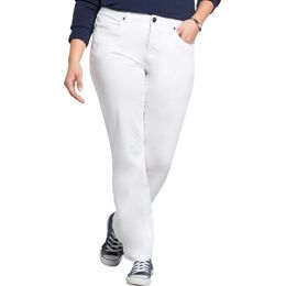sheego Damen Hose in gerader Form, aus Twill wei&szlig; Gr&ouml;&szlig;e 27
