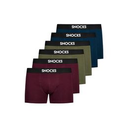 SNOCKS Boxershorts Herren Gr&ouml;&szlig;e M navy / oliv / karminrot / wei&szlig;