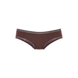 Lascana Damen Brasilslip, Gr. 32chocolate, Jersey, Obermaterial: 95% Baumwolle, 5% Elasthan. Spitze: 90% Polyamid, 10% Elasthan, unifarben,