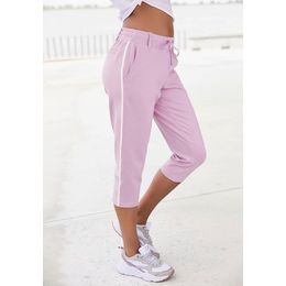 Lascana Caprihose pink Gr. 34 f&uuml;r Damen. Mit Bindeband, Kontraststreifen. Basic. Nachhaltig.