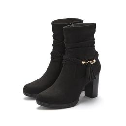 Lascana Stiefelette schwarz Gr. 37 f&uuml;r Damen. Mit Schmuckelement