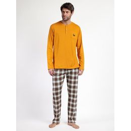 admas Pyjama "Admas" in Orange/ Schwarz - 56% | Gr&ouml;&szlig;e S | Herren-waesche