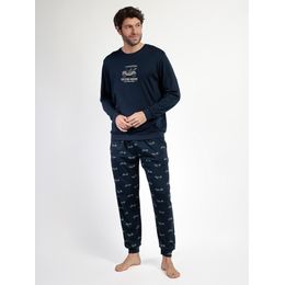 admas Pyjama "Old school" in Dunkelblau - 55% | Gr&ouml;&szlig;e XL | Herren-waesche
