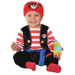 Amscan 3tlg. Kost&uuml;m "Baby Buccaneer" in Schwarz/ Rot/ Wei&szlig; - 36% | Gr&ouml;&szlig;e 68/74 | Baby-freizeitanzuege
