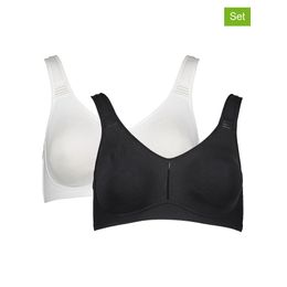 Petite Fleur 2er-Set: Soft-BHs in Wei&szlig;/ Schwarz - 62% | Gr&ouml;&szlig;e 80D | Damen-bhs