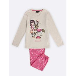 SANTORO London Pyjama "Santoro Gorjuss" in Creme/ Pink - 60% | Gr&ouml;&szlig;e 140 | Kinder-waesche