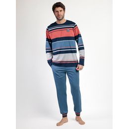 LOIS Jeans Lois Pyjama "Rayas Burnt" in Blau/ Koralle - 56% | Gr&ouml;&szlig;e S | Herren-waesche