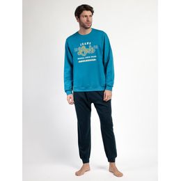 LOIS Jeans Lois Pyjama "Snow" in Blau/ Dunkelblau - 57% | Gr&ouml;&szlig;e M | Herren-waesche