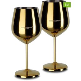 ECHTWERK 2er-Set: Weingl&auml;ser in Gold - 500 ml - 39% | Gedeckter-tisch
