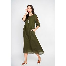 ASSUILI Leinenkleid in Khaki - 72% | Gr&ouml;&szlig;e 36 | Damen-kleider