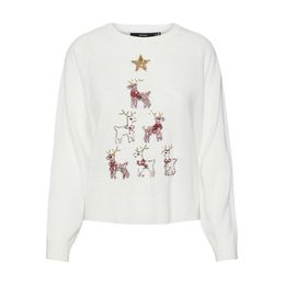 V&eacute;ro Moda VERO MODA Pullover 'VMORNAMENTS/PYRAMIDE' Damen Gr&ouml;&szlig;e L braun / grau / wei&szlig;