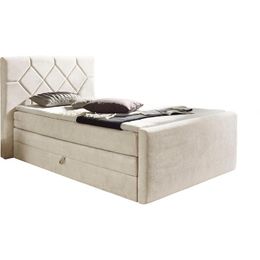 Home Affaire Boxspringbett &raquo;Atlanta&laquo; inklusive Topper und Bettkasten beige Kunststoff, Massivholz, Stoff