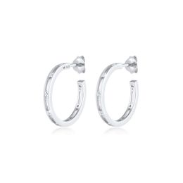 Elli Damen Paar Ohrstecker &raquo;Creolen Stecker Zirkonia Viereck 925 Silber&laquo; silber